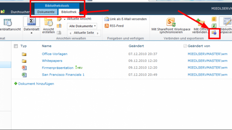 Auf Sharepoint-Daten mit dem Windows-Explorer zugreifen