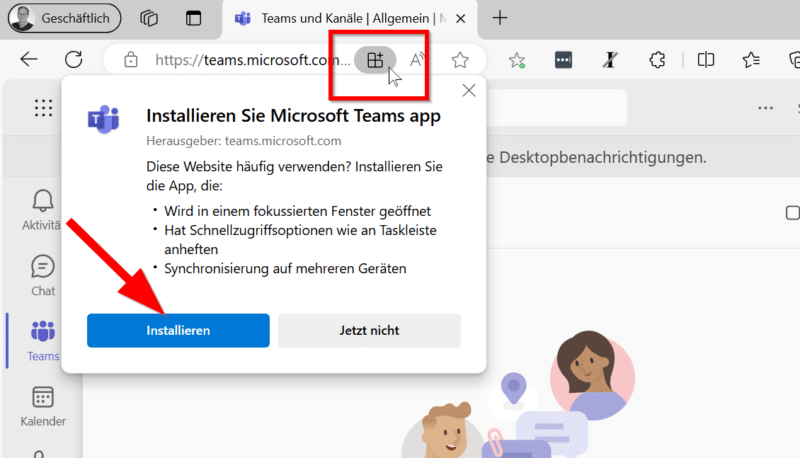 Teams steht jetzt auch als PWA für Windows und MacOS zur Verfügung ...