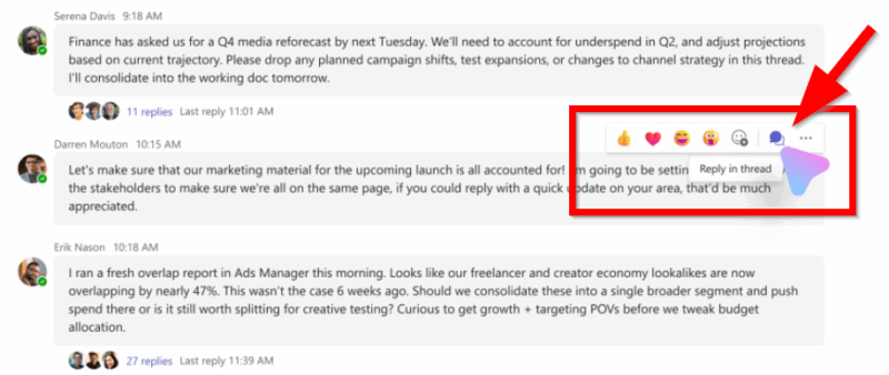 Teams Threads in Kanalbeiträgen – chatten wie in Slack