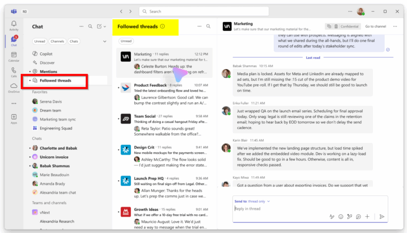 Teams Threads in Kanalbeiträgen – chatten wie in Slack